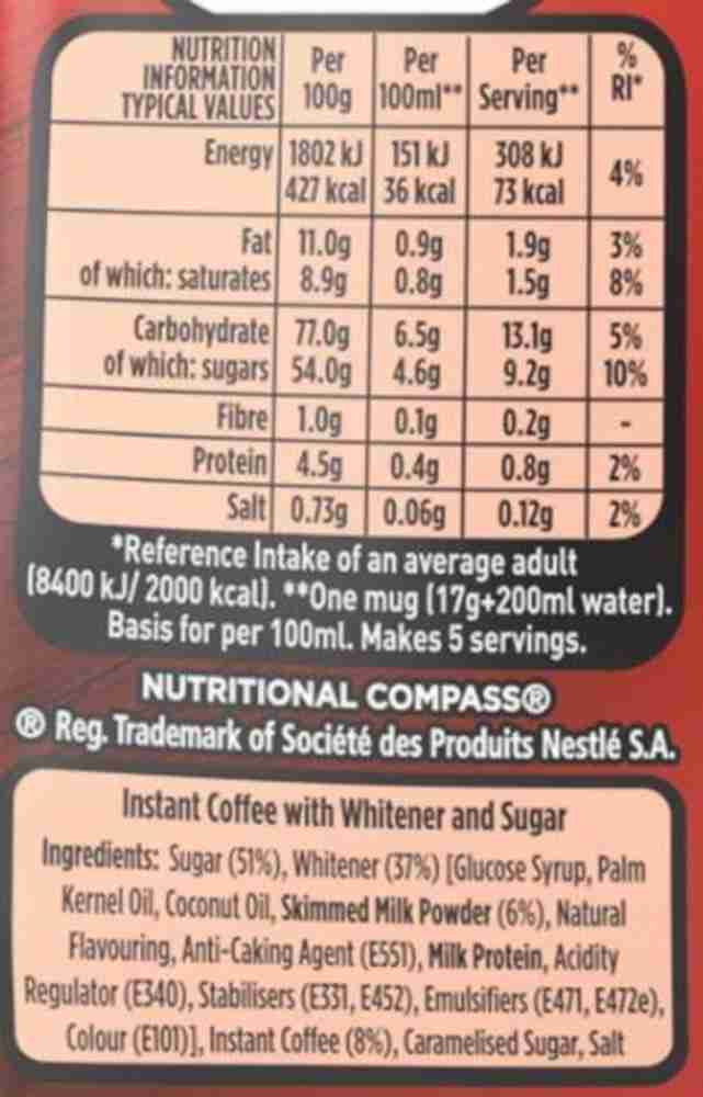 Nescafe 3 In 1 Instant Coffee Nutrition Facts - Home Alqu