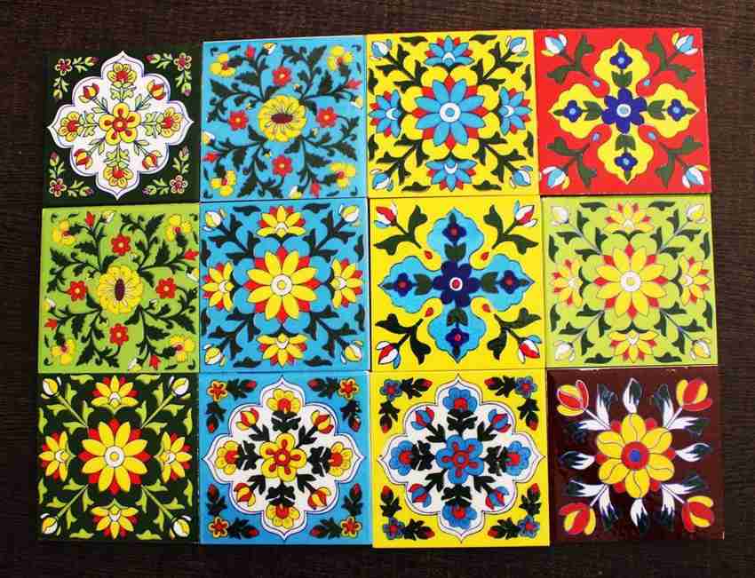 12 X Decorative Ceramic Tiles | Shelly Lighting