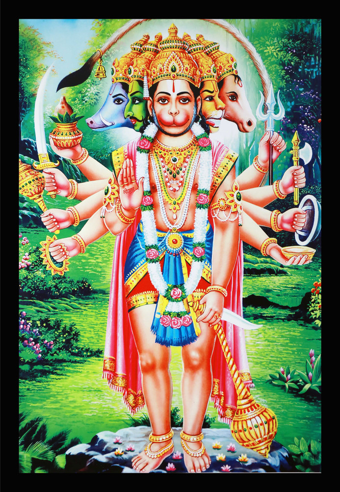 Pancha Mukha Hanuman Standing Tanjore Painting Tanjore, 49% OFF