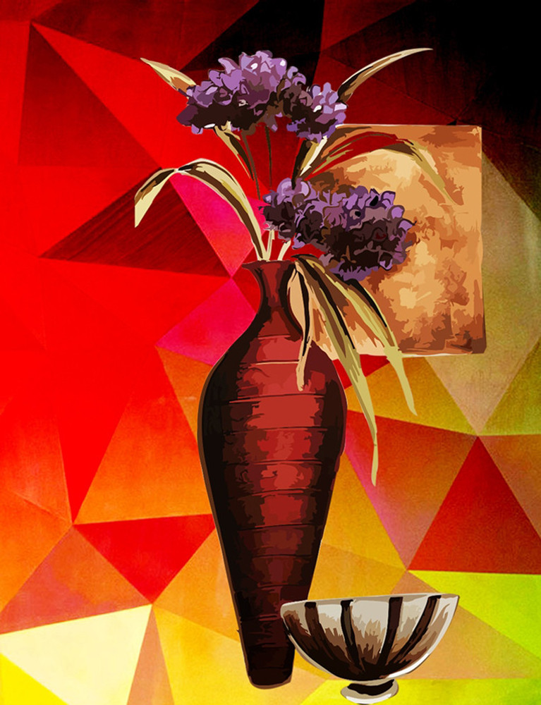 Flower Pot Painting On Canvas | Best Flower Site