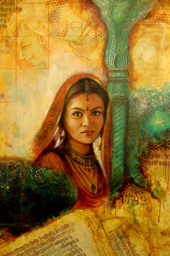 Sad Indian Woman Painting