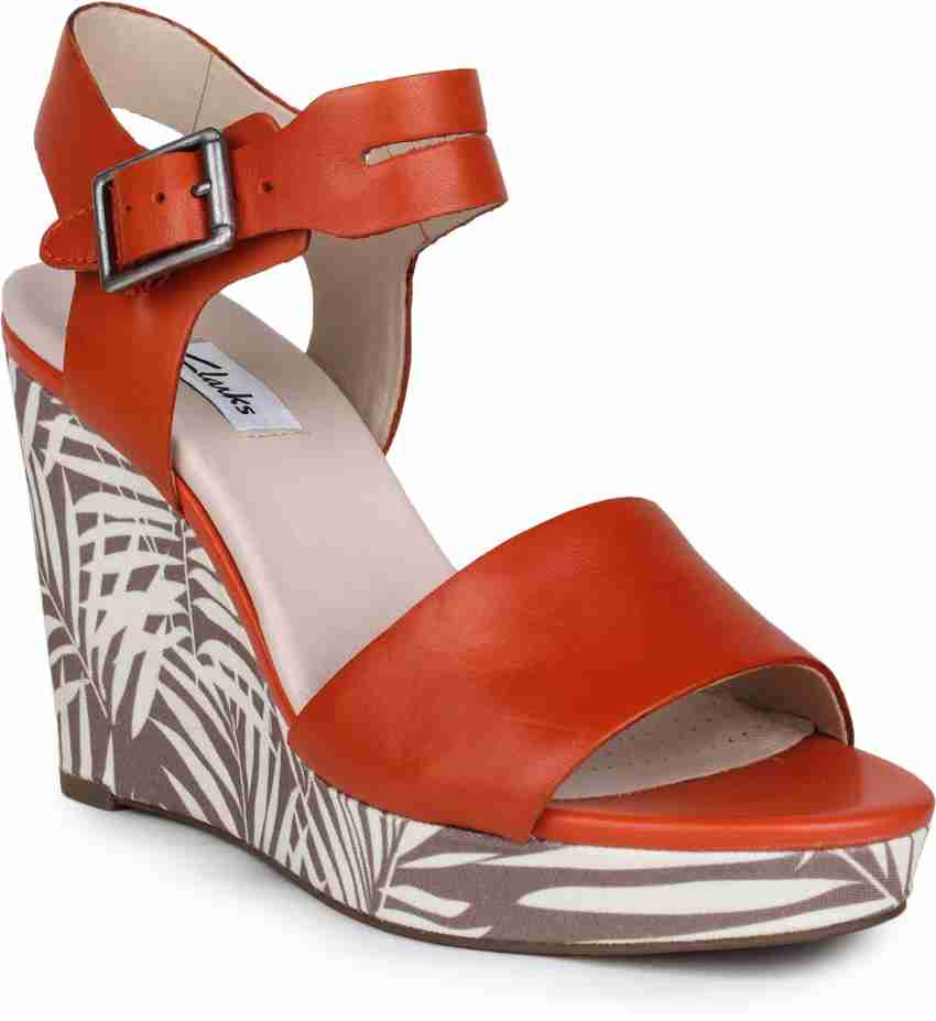 Clarks orange wedges store