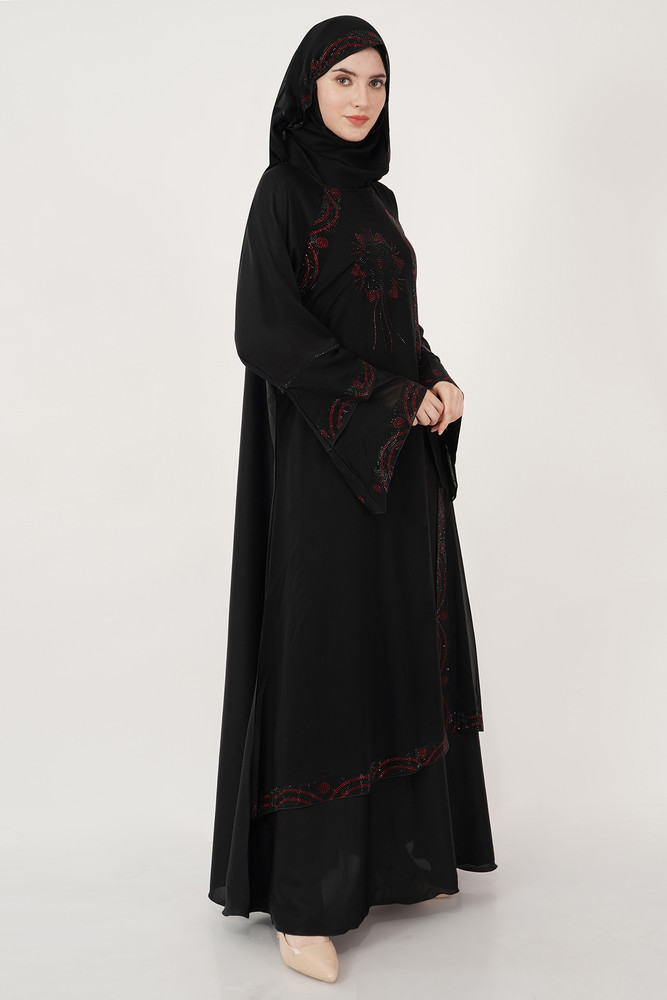 Abaya Designs With Black Stone
