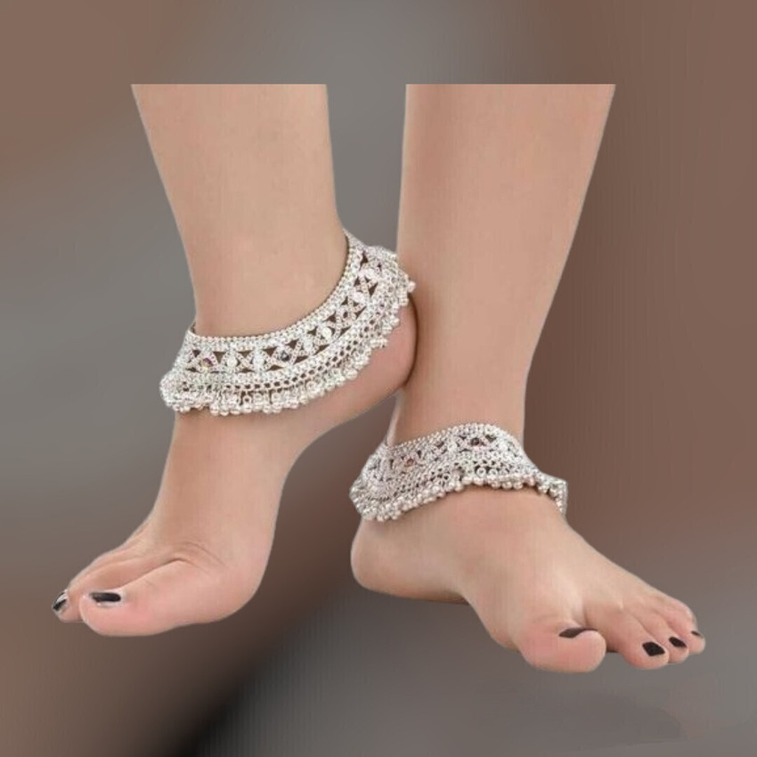 fashion jewlery Gota chandi Royal look double ghungroo payal Sterling Silver Anklet Price in India Buy fashion jewlery Gota chandi Royal look double ghungroo payal Sterling Silver Anklet Online at Bes...