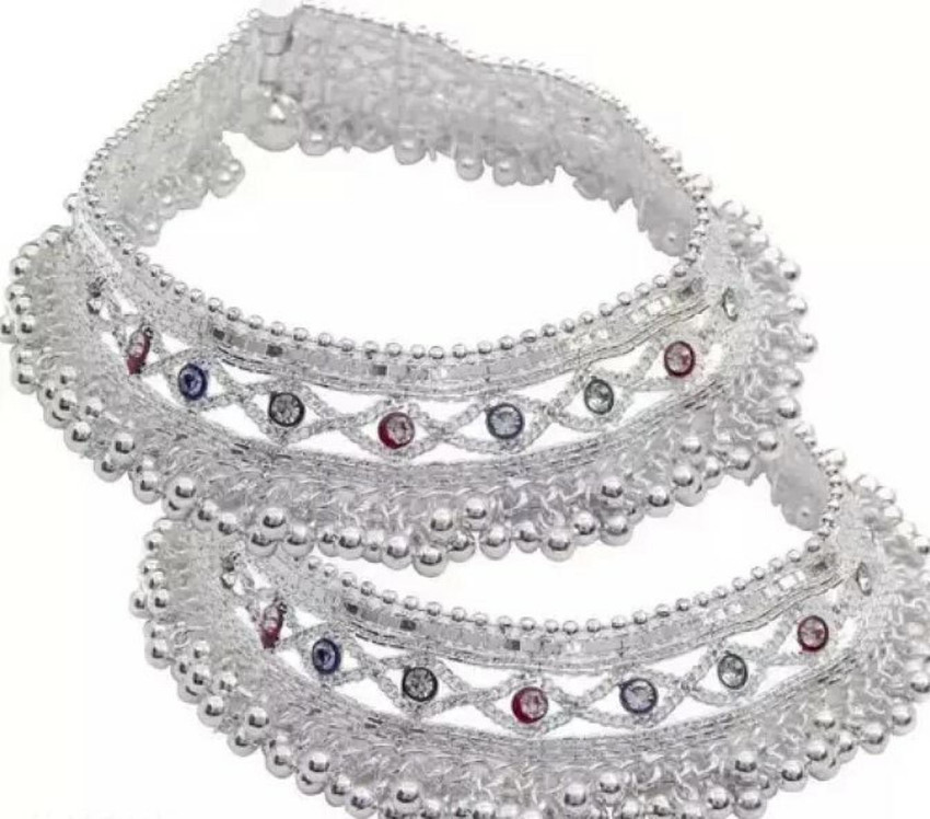 RENUKAJEWEL Silver Plated White Metal Ghungru Paijan Payals Pajeb Leg Chains Alloy Anklet Price in India Buy RENUKAJEWEL Silver Plated White Metal Ghungru Paijan Payals Pajeb Leg Chains Alloy Anklet O...