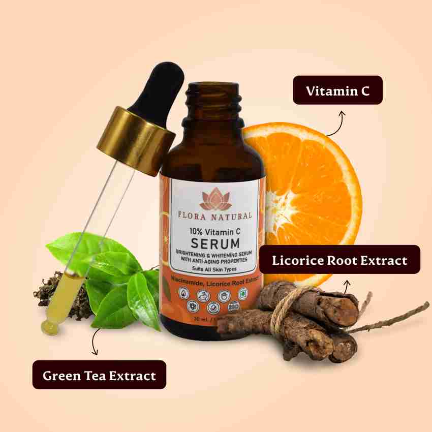 FLORA NATURAL 10 Vitamin C Face Serum With Niacinamide Licorice Extract For Skin Brighten Price in India Buy FLORA NATURAL 10 Vitamin C Face Serum With Niacinamide Licorice Extract