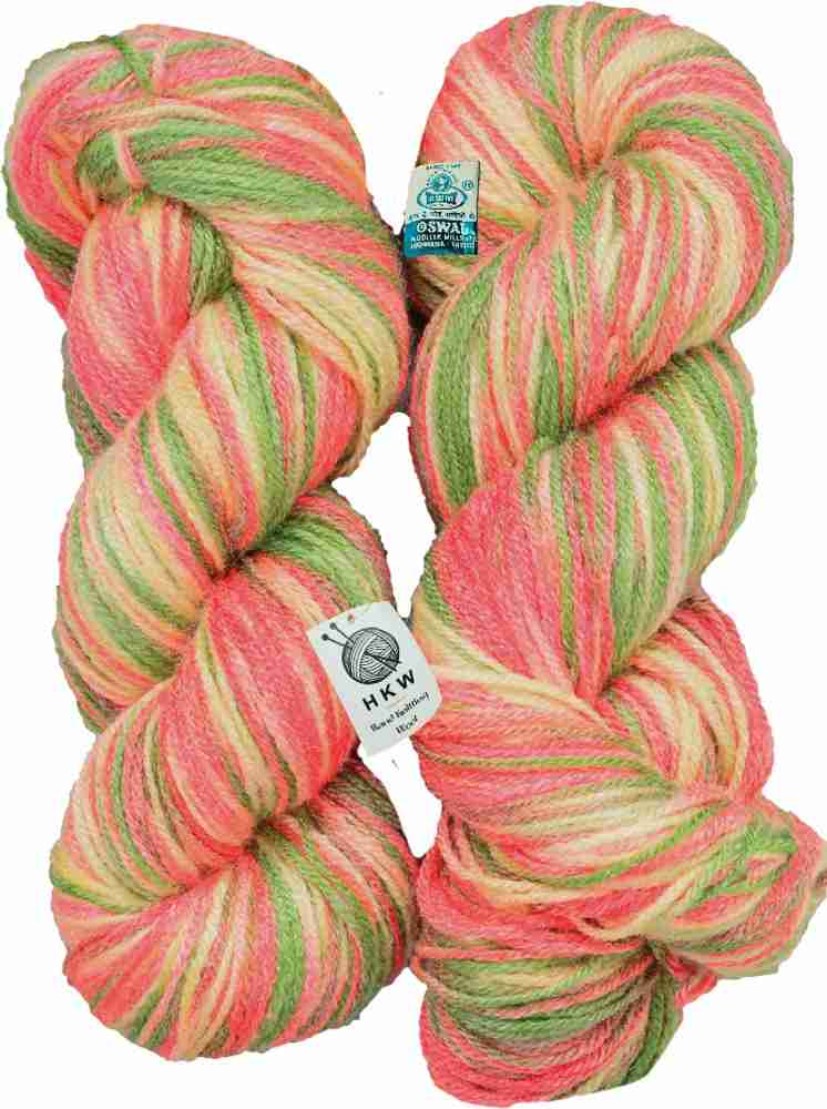 hand Knitting Yarn Oswal Wool Green multi colour Acrylic Knitting Yarn Art Craft Wool Ball Weight in gm 200gm Yarn Oswal Wool Green multi