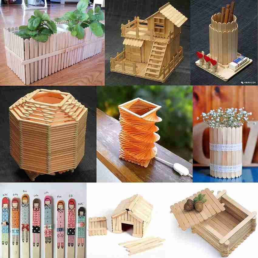 Flipkart BRAND HOME Natural Wood Ice Cream Sticks 100 Pcs Use of Project Work Stick for Decorations Ice Cream Sticks