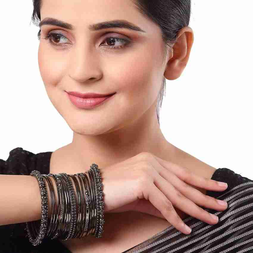 beutifly Metal Black Silver Bangle Set Price in India Buy beutifly Metal Black Silver Bangle Set Online at Best Prices in India Flipkart