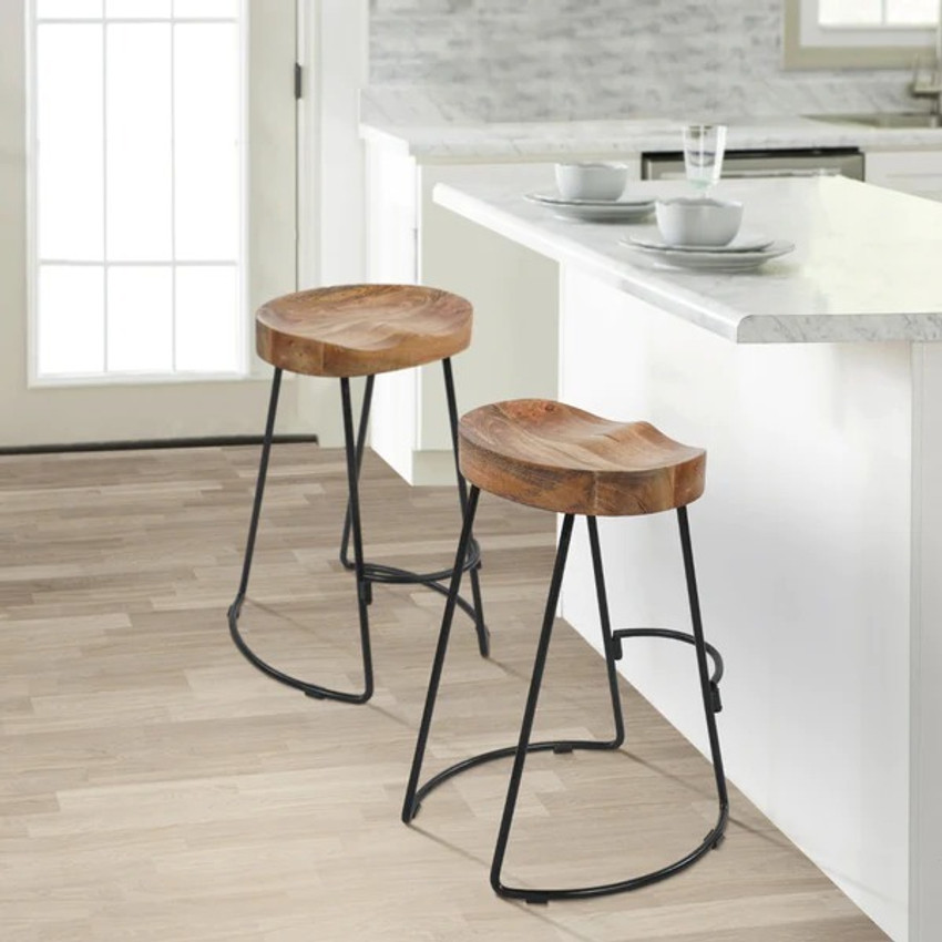 Wood and black metal counter stools store