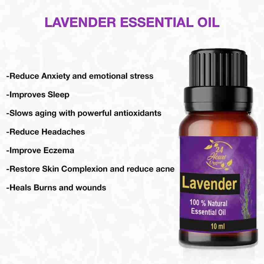 24 Hours Organic Lavender Essential Oil For Anxiety Reomve Dark Circles Fungal Infections Reduce Depression Recover Hair Loss Healthy Skin Price in India Buy 24 Hours Organic