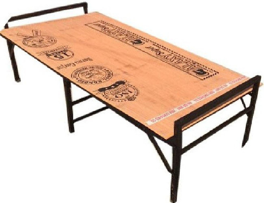 Folding single bed with plywood store