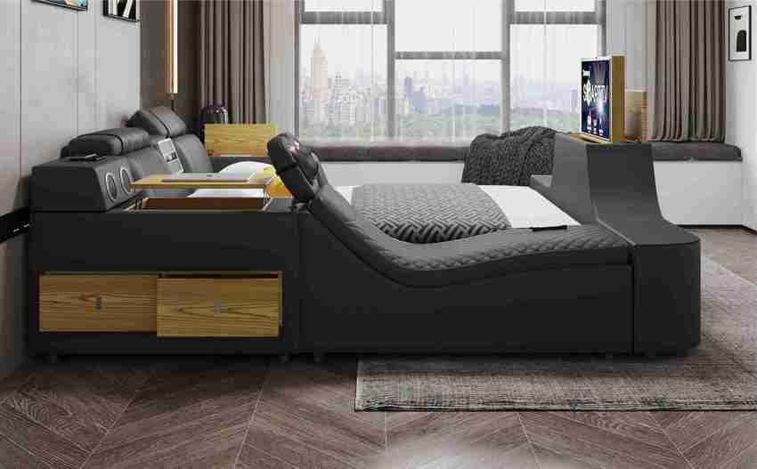royal wood MULTI FUNCTIONAL SMART TV BED WITH HIDDEN TV BODY MASSAGER MUSIC SYSTEM Etc. Solid Wood King Hydraulic Bed Price in India Buy royal wood MULTI FUNCTIONAL SMART TV BED
