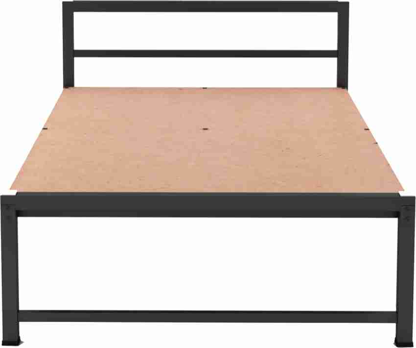 Iron bed with plywood store