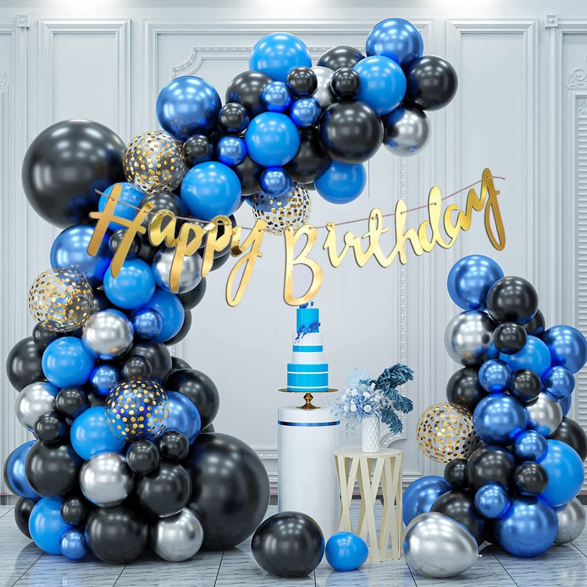 Flipkart R G ACCESSORIES Solid Metallic Blue Silver Dark Blue Black Balloons Combo Kit of 54 Pcs Balloon Balloon