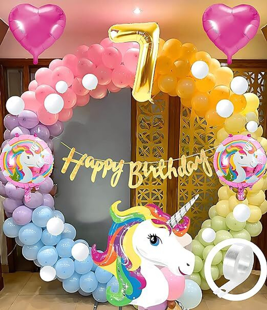 groovywings Unicorn theme 7th birthday decorations Price in India Buy groovywings Unicorn theme 7th birthday decorations online at Flipkart