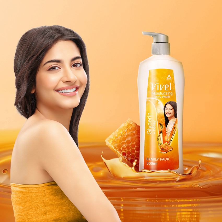 Vivel Moisturizing Body Wash Glycerin Honey Shower Gel Pump Bottle Glowing Skin