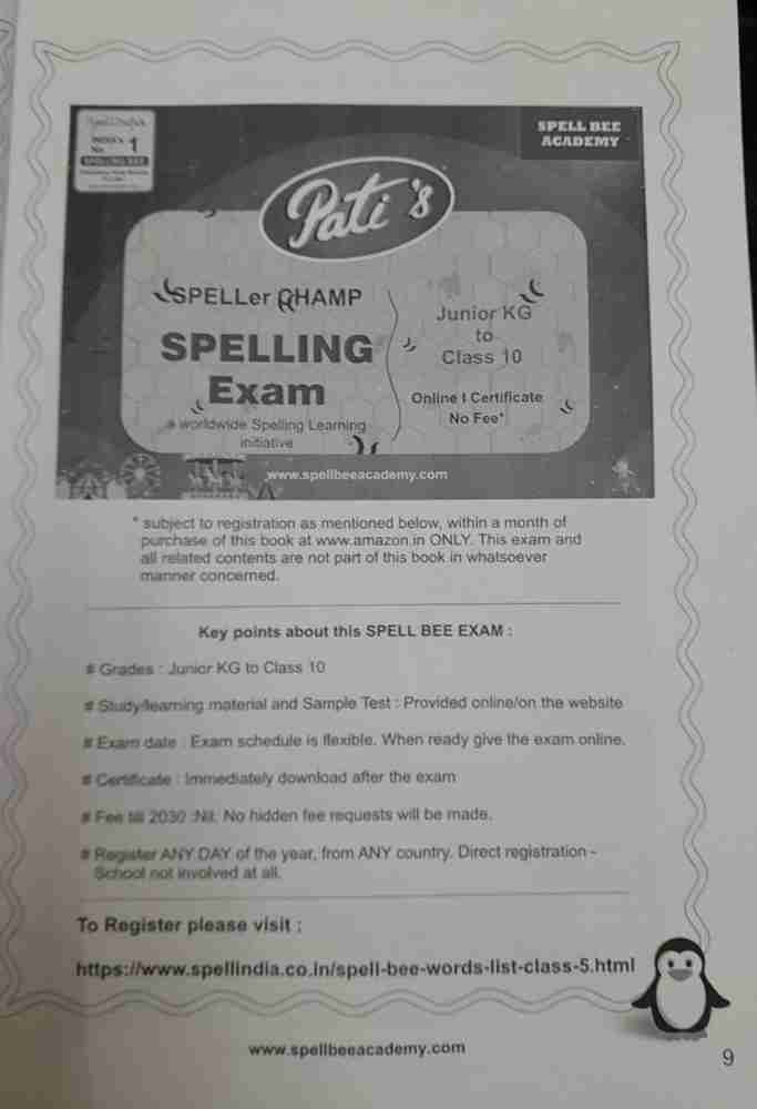 5th Grade Spelling Bee Certificate