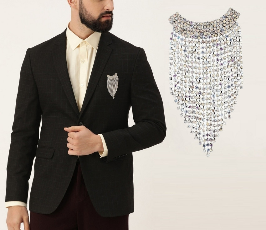 THANU S CRAFT Silver Rhinestone Coat Blazer Sherwani Kurta Brooches Lapel Pin for men suit Brooch Price in India Buy THANU S CRAFT Silver Rhinestone Coat Blazer Sherwani Kurta Brooches Lapel Pin for