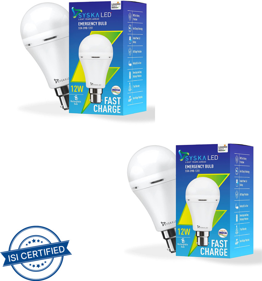 Syska SSK EMB 1202 4 hrs Bulb Emergency Light Price in India Buy Syska SSK EMB 1202 4 hrs Bulb Emergency Light Online at Flipkart
