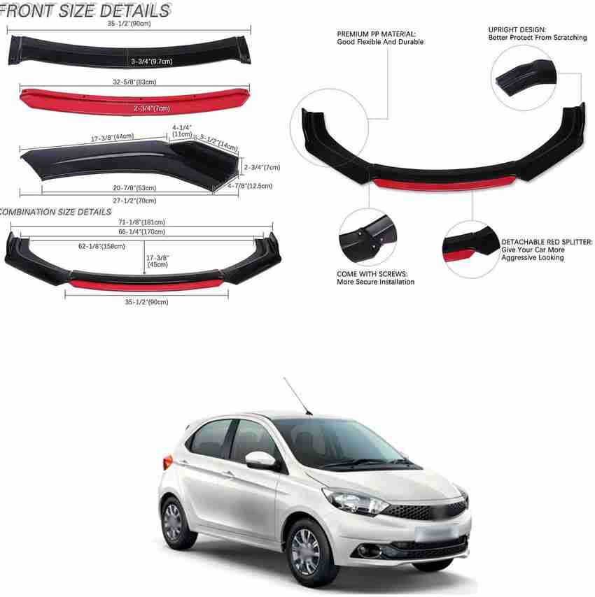 XZRTZ Car Front Bumper Spoiler Splitter Body Kit Side Skirt Front Bumper Guard 744 Matte Glossy Tata Tiago Front Garnish Price in India Buy XZRTZ Car Front Bumper Spoiler Splitter Body