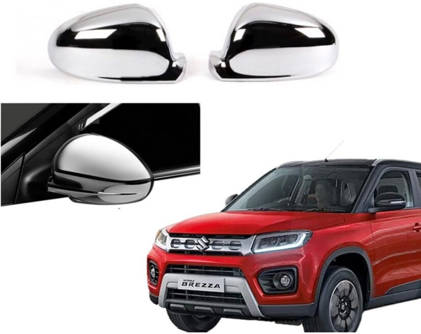 AMARIO Side Mirror Chrome Cover With Indicator Cut For Brezza 2020 Onwards Set Of 2 Plated Plastic Silver Plated Car Mirror Cover Price in India Buy AMARIO Side Mirror Chrome Cover