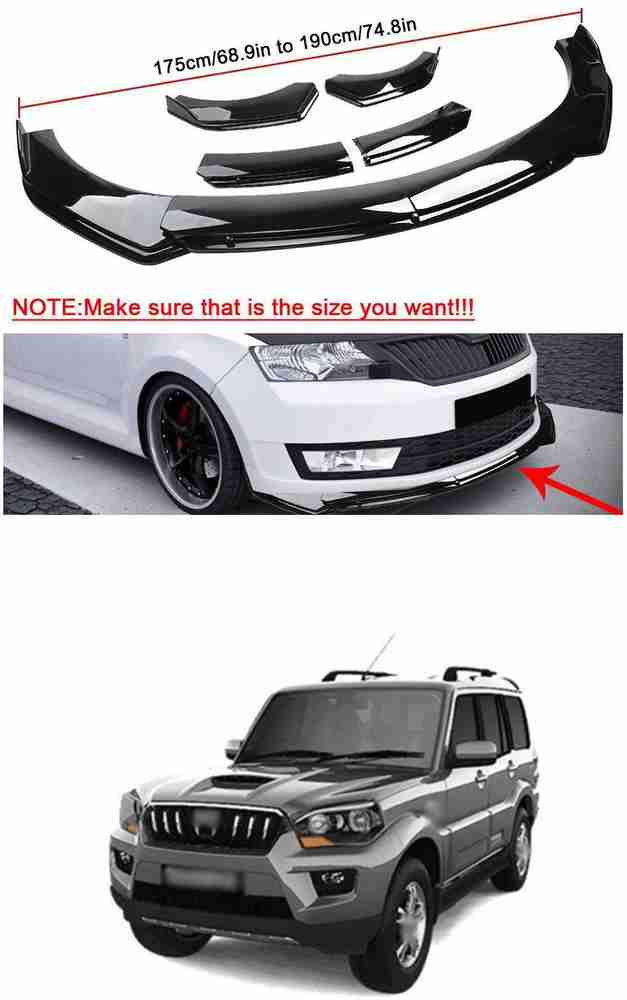 XZRTZ Car Front Bumper Spoiler Splitter Body Kit Side Skirt Front Bumper Guard 111 Matte Glossy Mahindra Scorpio Front Garnish Price in India Buy XZRTZ Car Front Bumper Spoiler Splitter Body