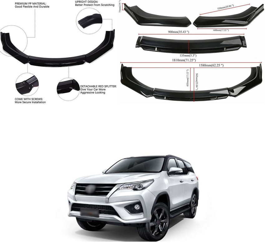 XZRTZ Car Front Bumper Spoiler Splitter Body Kit Side Skirt Front Bumper Guard 239 Matte Glossy Toyota Fortuner Front Garnish Price in India Buy XZRTZ Car Front Bumper Spoiler Splitter Body