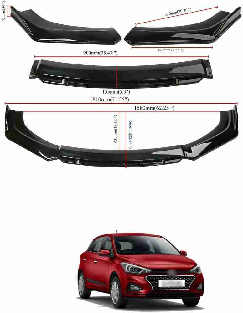 XZRTZ Car Front Bumper Spoiler Splitter Body Kit Side Skirt Front Bumper Guard 84 Matte Glossy Hyundai Elite i20 Front Garnish Price in India Buy XZRTZ Car Front Bumper Spoiler Splitter