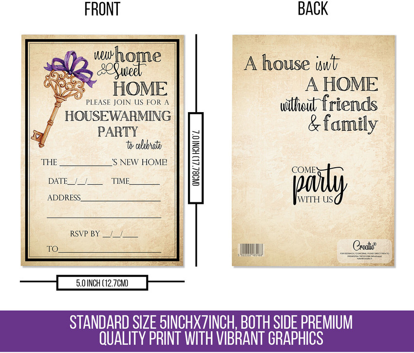 Housewarming Invitation Cards Creatie® New Home Sweet Home