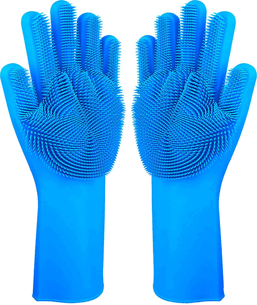RBGIIT Silicon Dish Washing Gloves For Kitchen Scrubbing Pet Grooming Car Bathroom Wet and Dry Glove Set Price in India Buy RBGIIT Silicon Dish Washing Gloves For Kitchen Scrubbing Pet Grooming