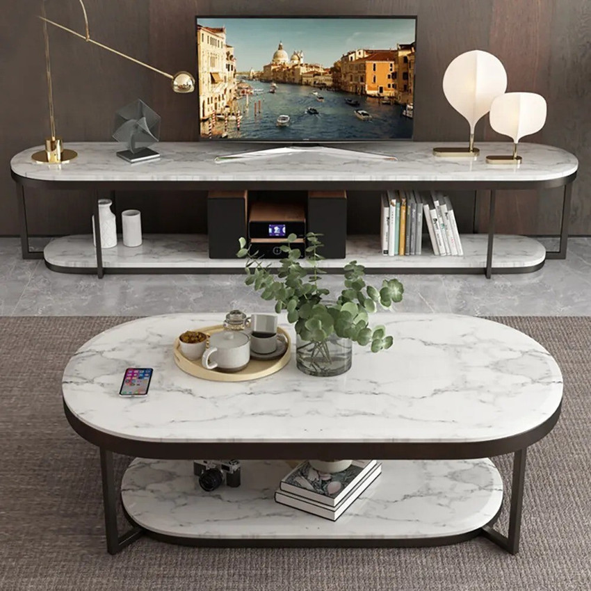 Marble two tier coffee table store