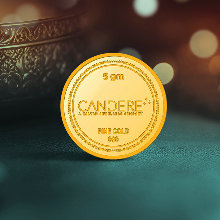 Candere by Kalyan Jewellers Solid 24 999 K 5 g Yellow Gold Coin Price in India Buy Candere by Kalyan Jewellers Solid 24 999 K 5 g Yellow Gold Coin Online
