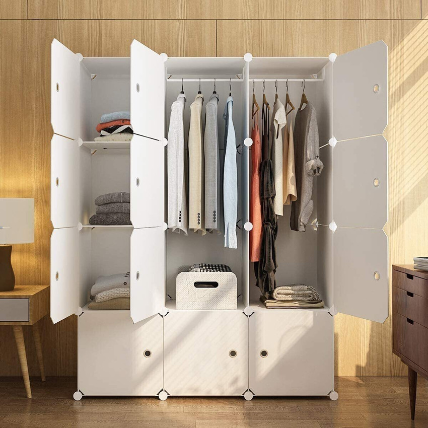Flipkart Perfect Homes Studio Portable Closet Wardrobe Cube Storage Organizer for Clothes Books Toys Towels PP Collapsible Wardrobe