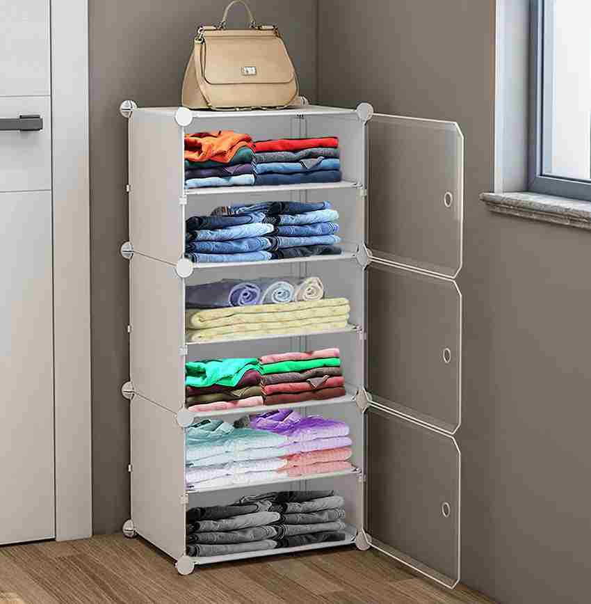 COROID Plastic Cloth Almari Wardrobe 3 Door 6 Shelf Plastic Collapsible Wardrobe PP Collapsible Wardrobe Price in India Buy COROID Plastic Cloth Almari Wardrobe 3 Door 6 Shelf Plastic Collapsible Ward...