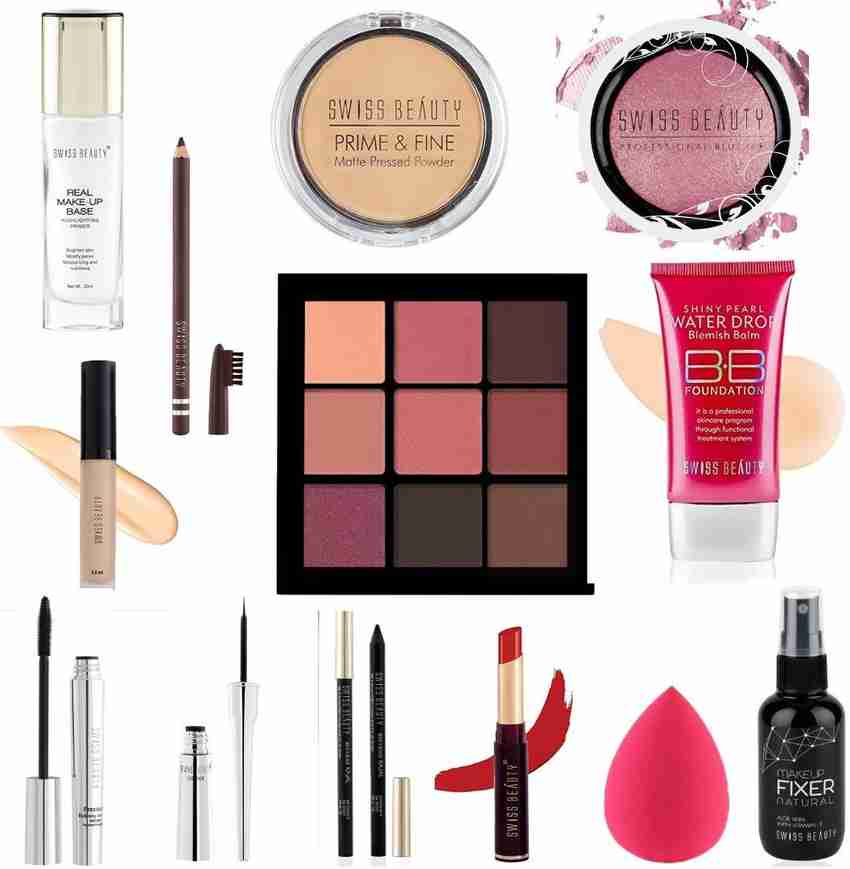 SWISS BEAUTY Bridal Makeup Combo Set of 13 Eyeshadow Kit primer foundation 03 Concealer Beige Compact Natural Beige Blusher. Price in India Buy SWISS BEAUTY Bridal Makeup Combo Set of 13