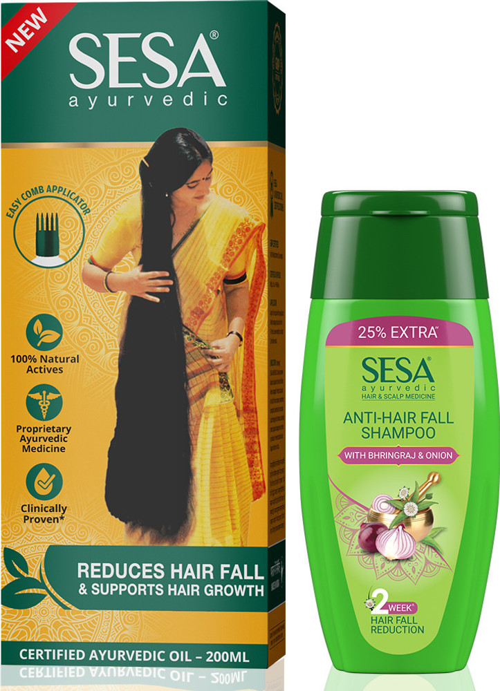 sesa Ayurvedic Growth Oil 200ml Anti Hair Fall Shampoo 100ml Combo Pack of 2
