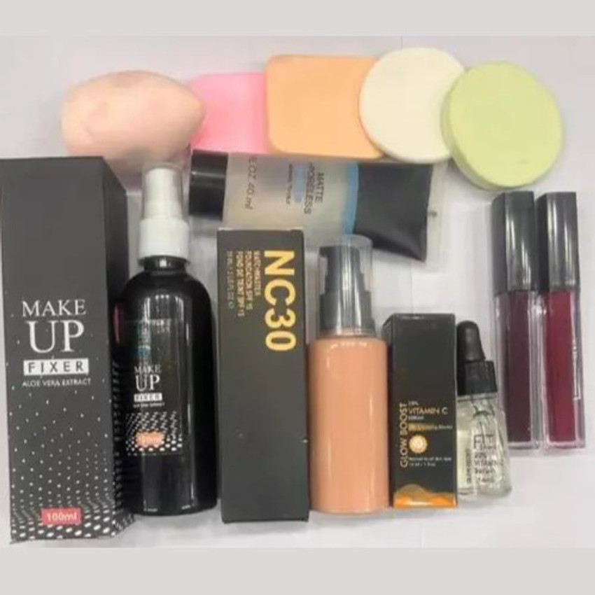 SIYDHA Full Face Makeup Kit Makeup Ka Saman Primer And Foundation Fixer Spray Face Serum Sponge Puff 2 Lipstick Matte Price in India Buy SIYDHA
