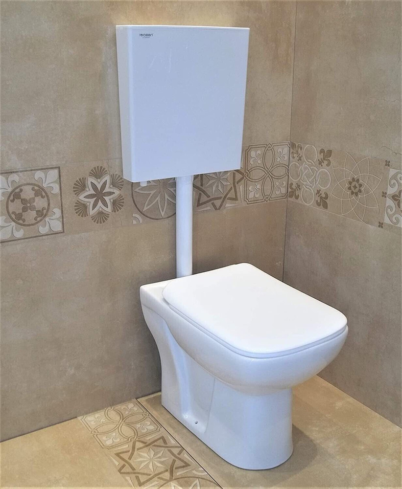 Joyo Cera Floor Mounted European Water Closet Western Toilet Commode EWC P Trap Hydraulic Seat Cover Premium Slim Dual Flush Tank Combo Western