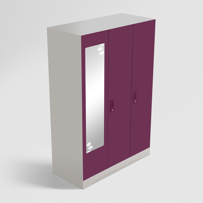 Godrej Interio Slimline 3 Door with Locker and Star Design Mirror Metal Almirah