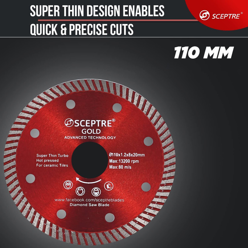 Sceptre Super Thin Zero Chipping Wheel Tile Cutting Blade Hot Press Turbo for Ceramic and Precise Cutting 110mm OR 4 Inch Turbo Wood Cutter Price in India Buy Sceptre Super Thin