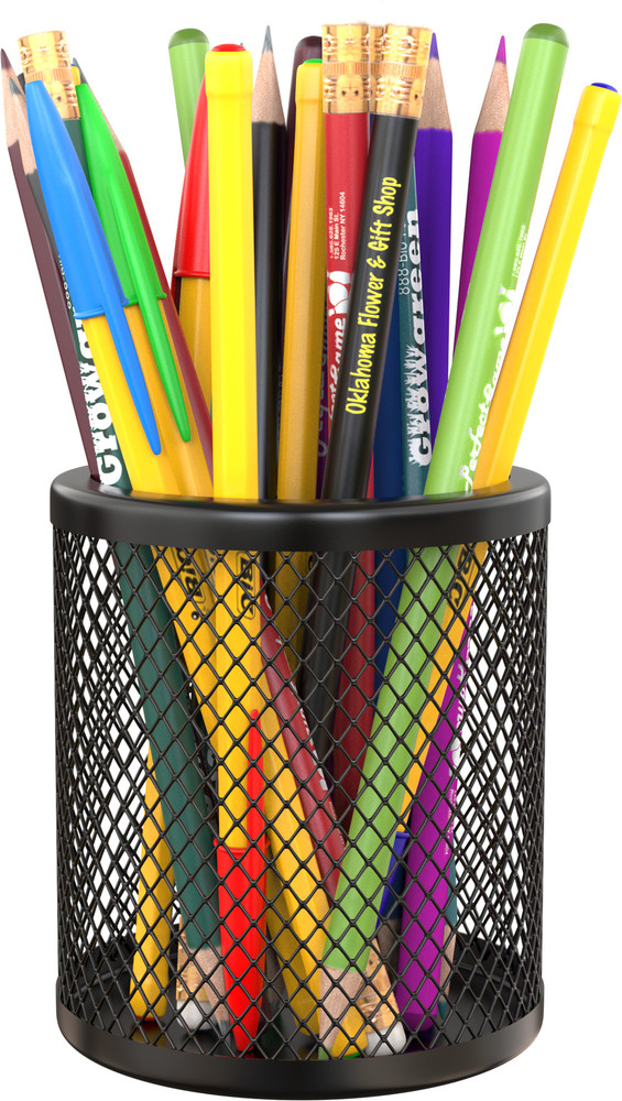 ELV DIRECT 1 Compartments Metal Round Mesh Pen Stand Pencil Holder Table Desk Organizer for Home office
