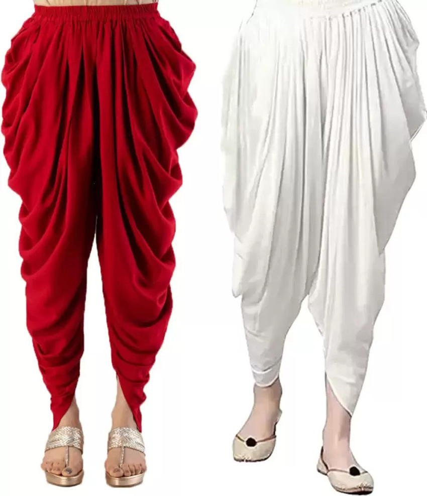 YK Creation Rayon Fabric Solid Women Dhoti Salwar White Red Pack of 2 Combo Solid Women Dhoti Buy YK Creation Rayon Fabric Solid Women Dhoti Salwar White Red Pack of 2 Combo