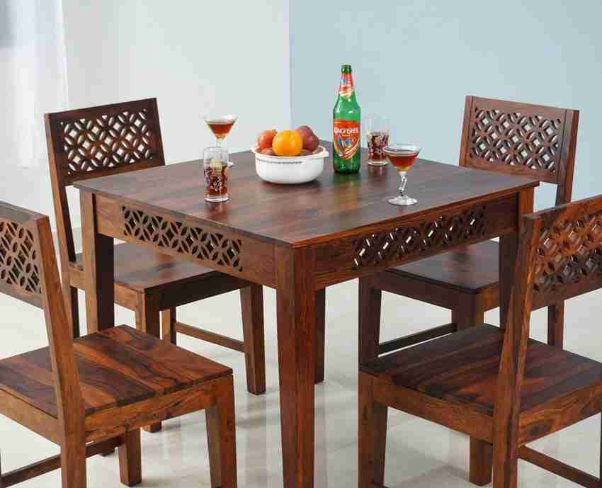 Sarswati Furniture Solid Wood 4 Seater Dining Table With 4 Chairs Dining Room Furniture Hotel Solid Wood 4 Seater Dining Set Price in India Buy Sarswati Furniture Solid Wood 4 Seater Dining
