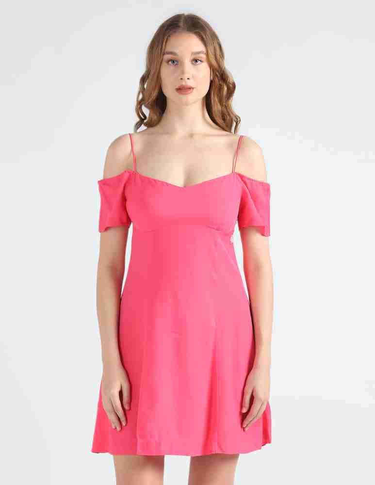 Calvin Klein Women A line Pink Dress Buy Calvin Klein Women A line Pink Dress Online at Best Prices in India Flipkart