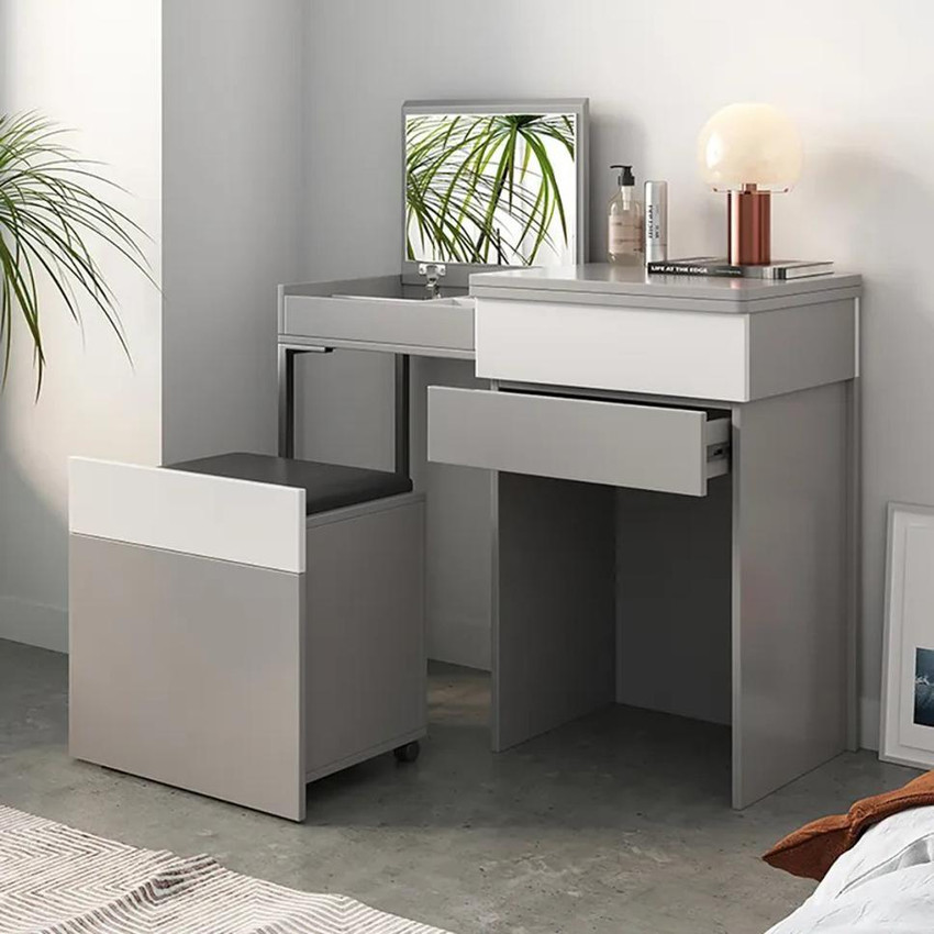 NG Decor Makeup Vanity with Mirror Foldable Dressing Table with Stool Hidden Drawer Engineered Wood Dressing Table Price in India Buy NG Decor Makeup Vanity with Mirror Foldable Dressing Table