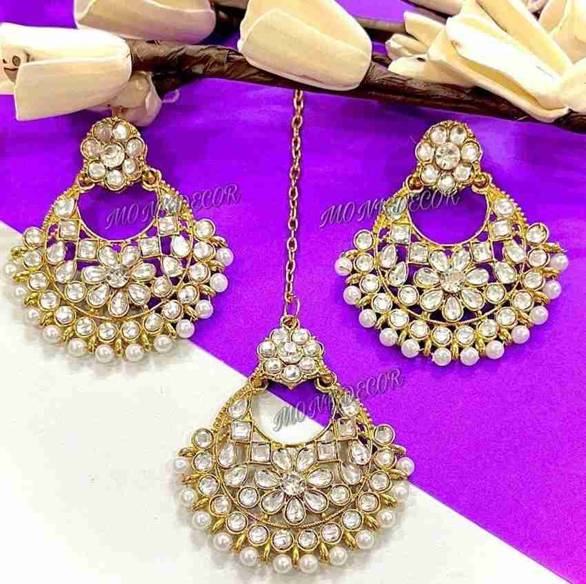 Flipkart Buy MONKDECOR Colorful D1 Earrings With Mangtika Artificial Beads Alloy Earring Set Online at Best Prices in India
