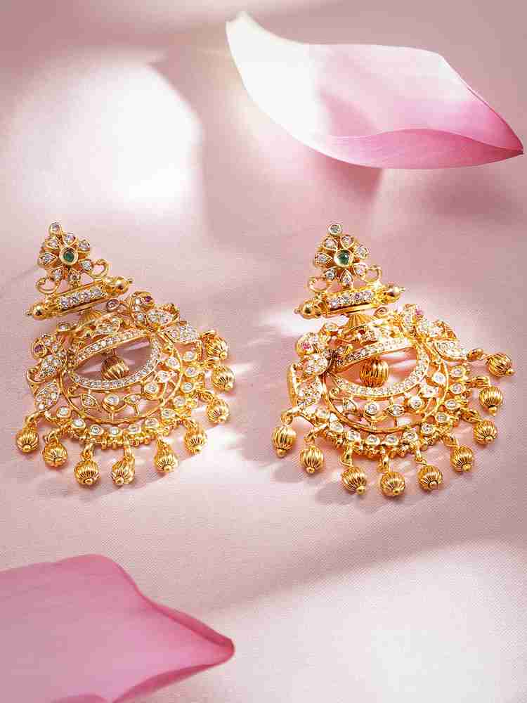Flipkart Buy RUBANS Finely Handcrafted Gold Plated CZ And Ruby Studded Chandbali Earrings Brass Chandbali Earring Online at Best Prices in India