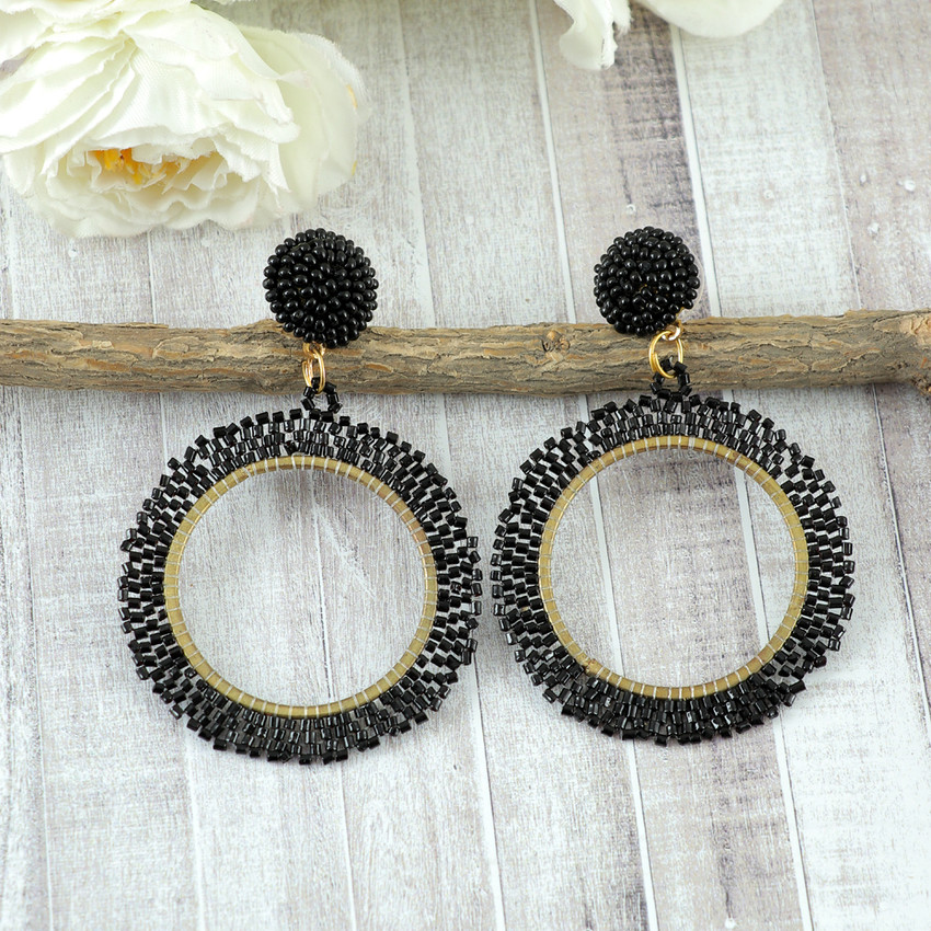 Flipkart Buy Jewelgenics Gold Plated Handcrafted Black Beaded Earrings Beads Alloy Drops Danglers Hoop Earring Online at Best Prices in India