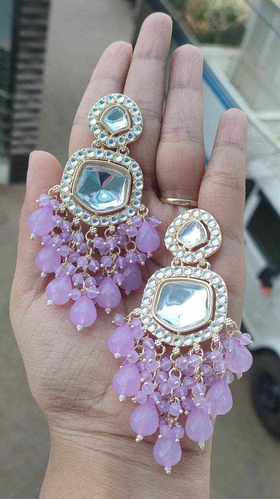 Flipkart Buy THEFASHIONWALI Lavender Chandbali Earrings Steel Chandbali Earring Online at Best Prices in India